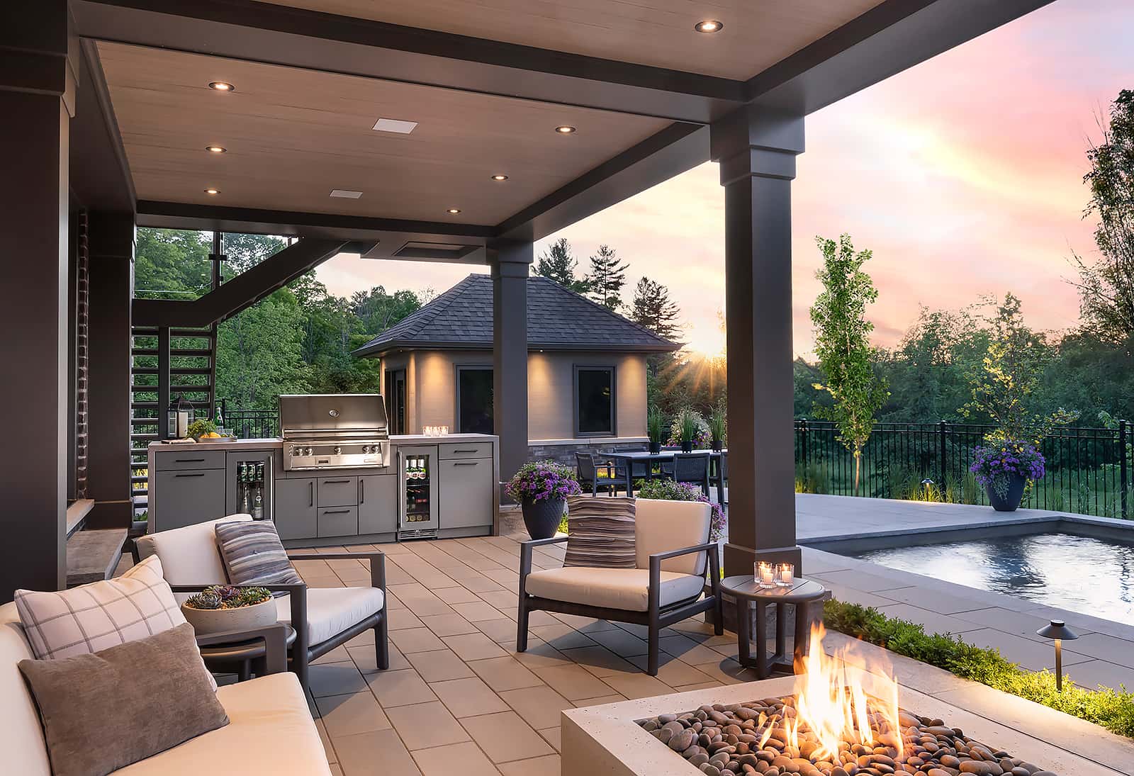 Outdoor Kitchen Pool Designs With Fireplace Outdoor Kitchens #1 Best